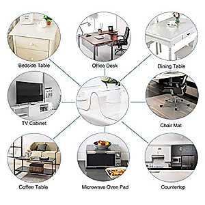 ETECHMART 36 x 60 Inch Clear Table Cover Protector, 1.5mm Thick Custom PVC Table Cover Tablecloth, Plastic Desk Pad Mat, Waterproof Vinyl Table Top Protector for Kitchen, Coffee Table, Writing Desk