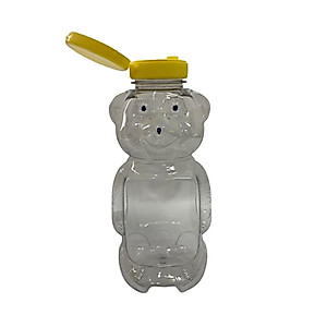 Natural Farms Pack of 3-16 oz Plastic Bear Honey Bottle Jars - Honey Squeeze Bottle Empty for Storing and Dispensing Honey