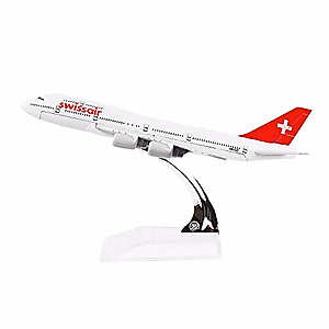 24-Hours Swiss Air Boeing747 Airplane Models Plane Alloy Metal Die-cast 1:400