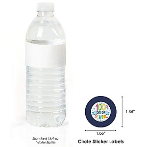 Big Dot of Happiness Happy 100th Day of School - 100 Days Party Circle Sticker Labels - 24 Count