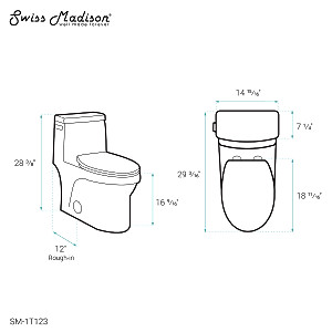Swiss Madison SM-1T123 Virage One Piece Elongated Toilet 1.28 GPF