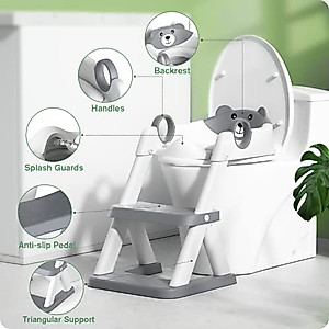 Rabb 1st Potty Training Seat, Upgrade Toddler Toilet Seat for Kids Boys Girls, 2 in 1 Potty Training Toilet for Kids, Splash Guard Anti-Slip Pad Step Stool