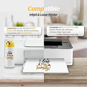 TransOurDream Printable Temporary Tattoo Transfer Paper for Inkjet & Laserjet Printer (A+B per Set, 10 Sets, 8.5X11'') DIY Personalized Tattoo Paper for Skin (TOD-TAT-1-10)