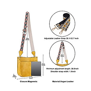 Caitina Cross Body Bag Vegan Leather Hobo Handbags Designer Crossbody Purses Bucket Bag For Women with 2 Adjustable Strap(Yellow)