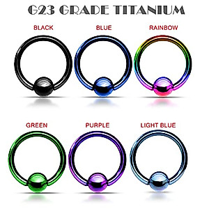 Curved Barbells Titanium G23 Grade Green Anodized 14Gx3/8(1.6x10MM) Captive Bead Ring-BCR with 4MM Ball