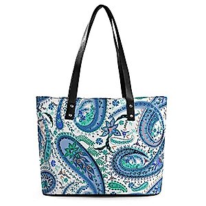 Womens Handbag Paisley Pattern Leather Tote Bag Top Handle Satchel Bags For Lady