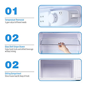 WANAI 3.5 Cu.ft Mini Fridge with Freezer Small Retro Dual Door Refrigerator Freestanding Compact Refrigerator with Freezer 2 Door Mini Fridge for Bedroom, Dorm, Office Blue