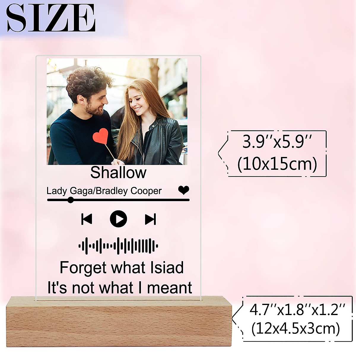 MOUZYLCASE Custom Glass Art Night Light Personalized Acrylic Board Photo Album Cover a Gift Valentine's Day Father's Day Mother's Day Birthday