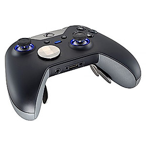 eXtremeRate Matte Chrome Blue Accent Rings Accessories for Xbox One Elite, Elite Series 2 Controller, Replacement Parts Profile Switch Buttons for Xbox One Elite Controller - Pack of 2