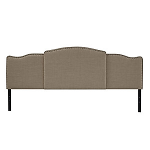 Ball&Cast Bed Headboard Fabric Upholstered Curved Top Design with Nails Full/Queen/King Size 3 in 1, Adjustable Burlap Set of 1