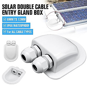 Solar Cable Entry Gland Waterproof Single Cable Entry Housing for Solar Panels of RV,Caravan,Roofs,Camperman and Marine,2PCS Black