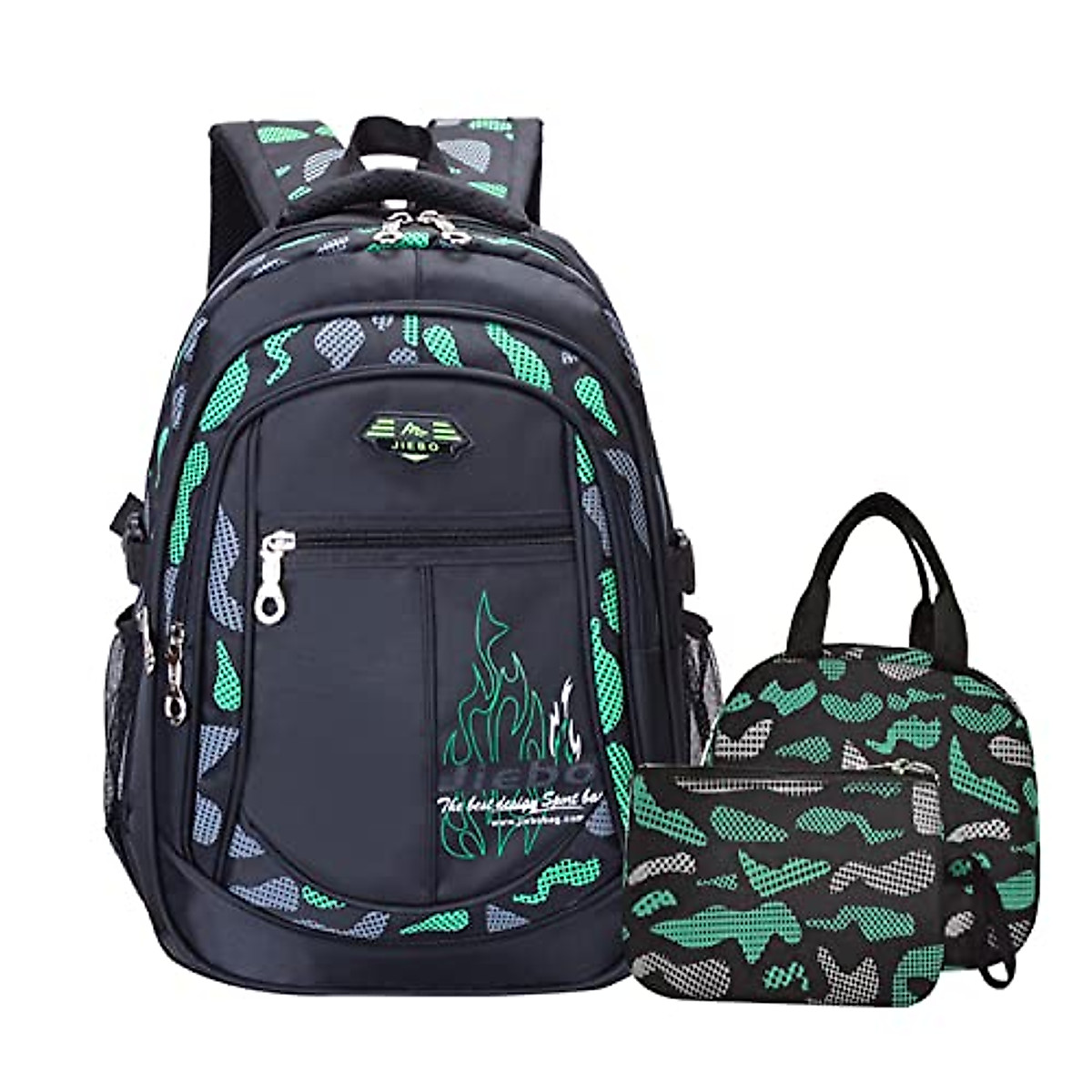 EKUIZAI 3PCS Camo Print Elementary Kids Backpack Primary School Student Daypack Outdoor BookBag with Lunch Box