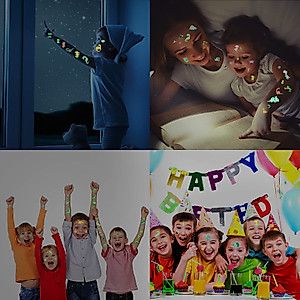 Zonon Dinosaur Temporary Tattoos Glow in The Dark for Kids Party Supplies Dinosaur Tattoos Sticker Luminous Jungle Waterproof Dino Temporary Tattoos for Boys Girls Party Supplies(Glow Style)