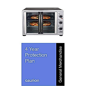 BUNDLE Luby Extra Large Toaster Oven, 18 Slices, 14'' pizza, 20lb Turkey, Silver, Stainless Steel + Asurion 4-year Warranty