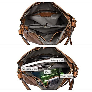 Hobo Handbags for Woman Crossbody Large Bag for Ladies Shoulder Vegan Fashion Leather Tote (Style2-Claret)