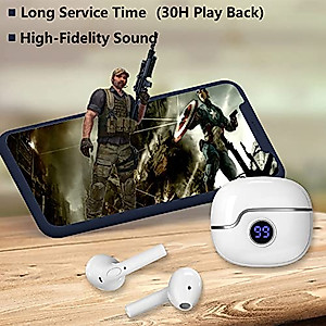 Meyodody Wireless Earbuds,Bluetooth 5.3 Headphones with Wireless Charging & Power Display,IPX5 Waterproof Airpods with Mic,Ear Buds for iPhone Android