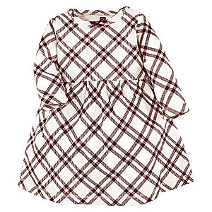 Hudson Baby Infant and Toddler Girl Cotton Dresses, Burgundy Floral, 18-24 Months