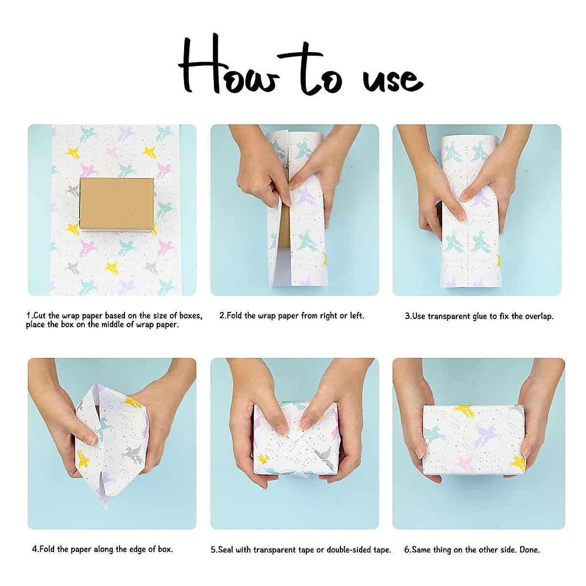 Magic Flying Unicorn Over Rainbow Star Dreams On White Wrapping Paper Sheets, Fantasy Horse With Wings and Horn Gift Wrap for Birthday Wedding Bridal Baby Shower Girl Kids, 4 Sheets Folded Flat 20x28 inches per sheet, 15 sq. ft. ttl.