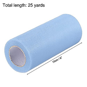 MECCANIXITY Tulle Ribbon Rolls Netting Fabric Spools 6 inch 25 Yards Light Blue for Christmas Wrapping Wedding DIY Crafts