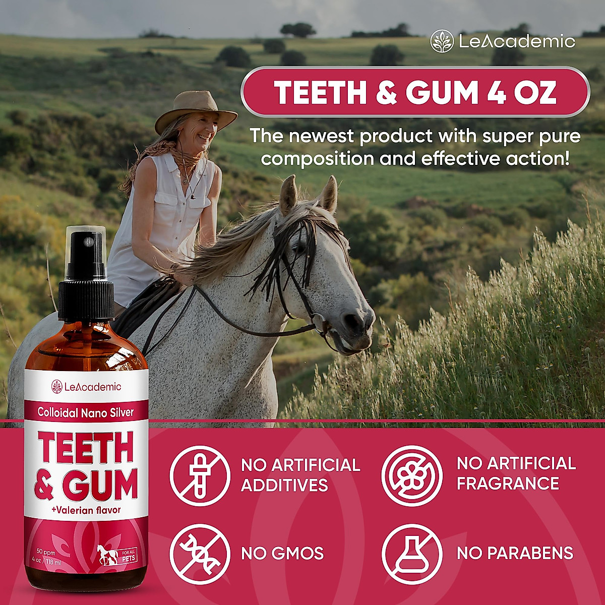 Dog Mouth Spray | Dog Dental Spray | Dental Spray for Dogs Teeth | Cat Dental Care | Colloidal Silver for Dogs, Horses | Dog Teeth Cleaning | Cat Teeth Cleaning | Teeth and Gum Spray for Dogs | 4 Oz