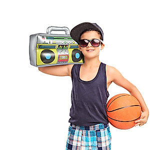 Inflatable Boombox Inflatable Radio Boom Box 80s 90s Party Decorations 16.5 Inches for Rappers Hip Hop Theme Costume Birthdays Party Supplies