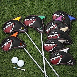 AIMSHARK Coloring Golf Iron Covers/9pcs Set/Golf Head Covers (Gray Set)