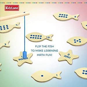 Kidzlane Magnetic Fishing Game for Kids and Toddlers | Easy Play Wooden Fishing Toy for Toddlers & Kids | Montessori Toy Gift for Toddlers & Kids Ages 3 Years Old
