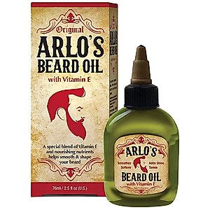 Arlo's 5-PC Mens Premium Beard Grooming Kit w/Vitamin E Beard Oil 2.5oz -Beard Oil, Beard Brush, Beard Comb, Beard Scissors & Carry Bag