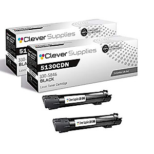 CS Compatible Toner Cartridge Replacement for Dell 5130CDN 330-5846 Black Color Laser 5120cdn 5130cdn 5140cdn Toner Cartridge 2 Black Set