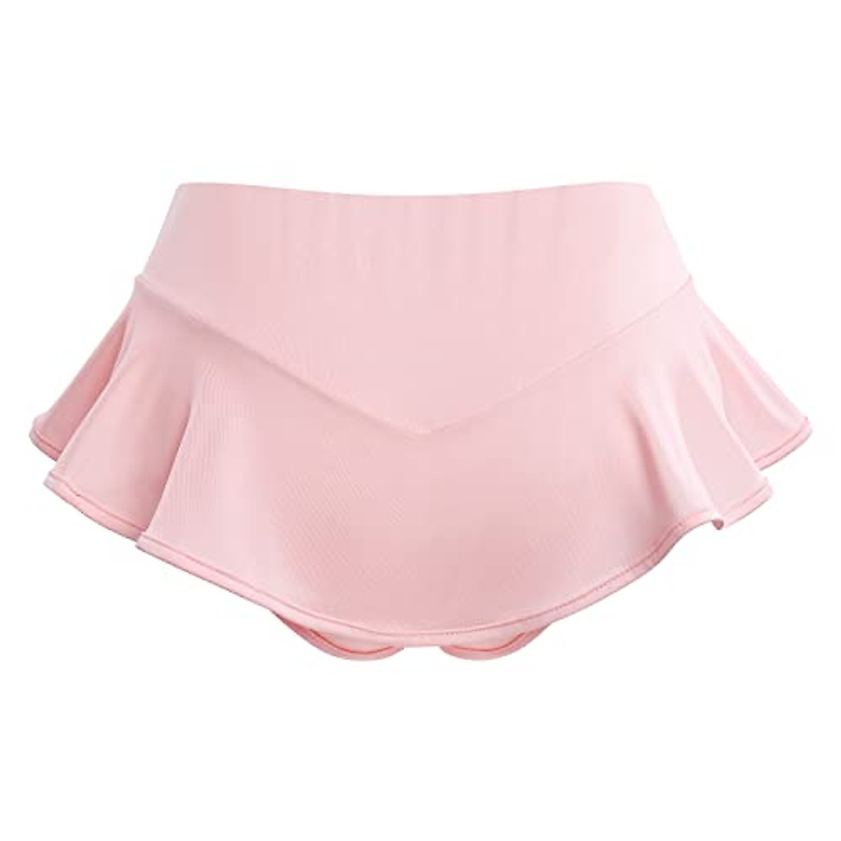 Women's High Waist Ruffle Yoga Shorts Gym Workout Rave Booty Dance Mini Hot Pants Tights Bottoms Active Skirted Panties Pink