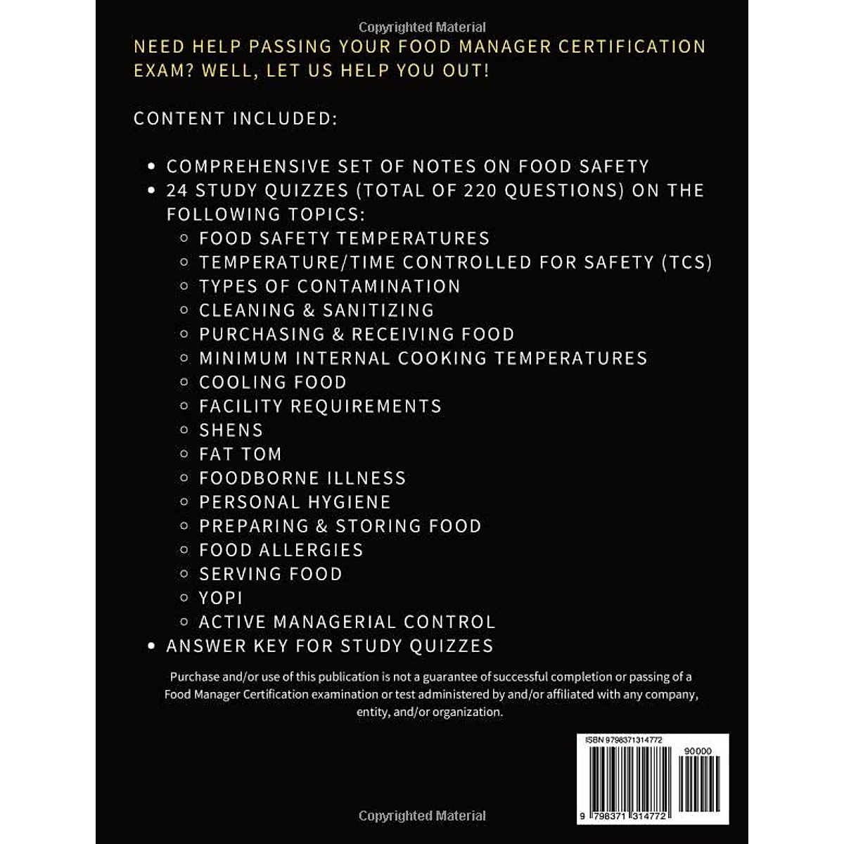 ServSafe Food Manager Certification Study Guide 2023: Notes and 220 Review Questions for the ServSafe Manager or CPFM Exam