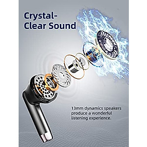 Wasart Wireless Earbud, Bluetooth 5.3 Headphones with 4 ENC Mics, 32H Bluetooth Earphones with Dual LED Display, Wireless Headphones in Ear IP7 Waterproof Bass, Ear Buds Noise Cancelling, USB-C, Black