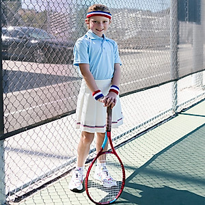 ONUPGO Kids Sweatbands Headband Wristband Set - Athletic Cotton Sweat Band for Sports (1 Headband + 2 Wristbands) (Neon Green)