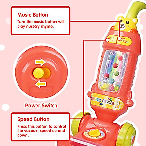 FS Toy Vacuum for Toddlers 2-3, Working Kids Vacuum Cleaner with Light and Sound, Pretend Play Toddler Vacuum Cleaning Toys Set, Gifts for 2 3 4 Year Old Boys Girls Baby Vacuum