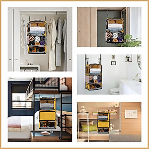 Surblue Hanging Shelves Travel Compression Packing Cube for Carry-on Luggage Suitcase Collapsible Transformable Garment Closet Organizers Large Capacity, Yellow, XL