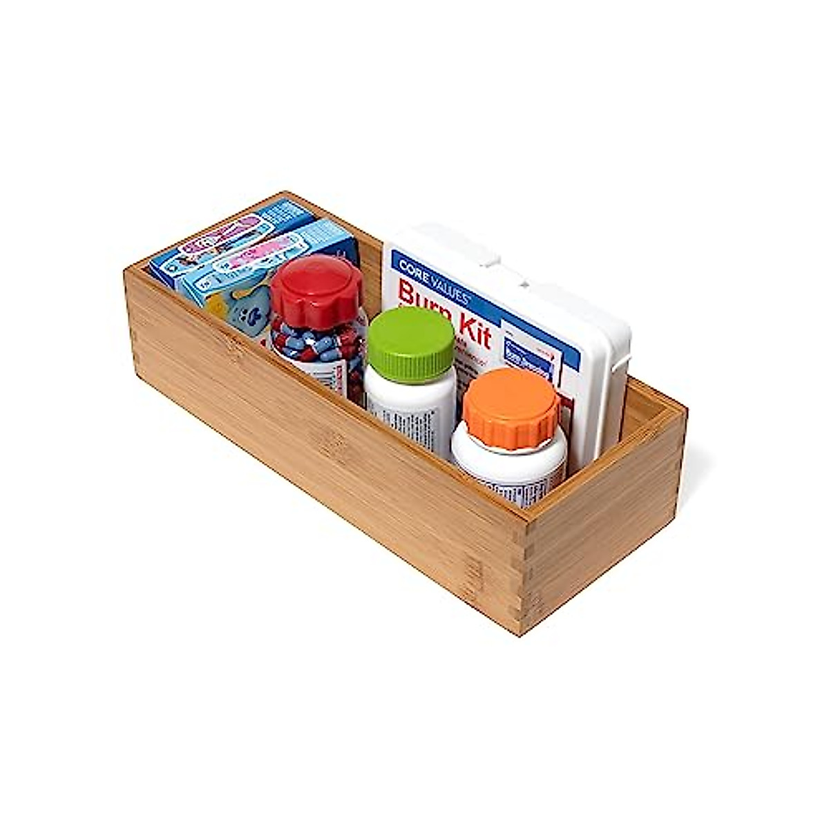 Lipper International Bamboo Utensil Holder Storage Box for Cooking Tools, Makeup, or Office Supplies, 5" x 12" x 3"