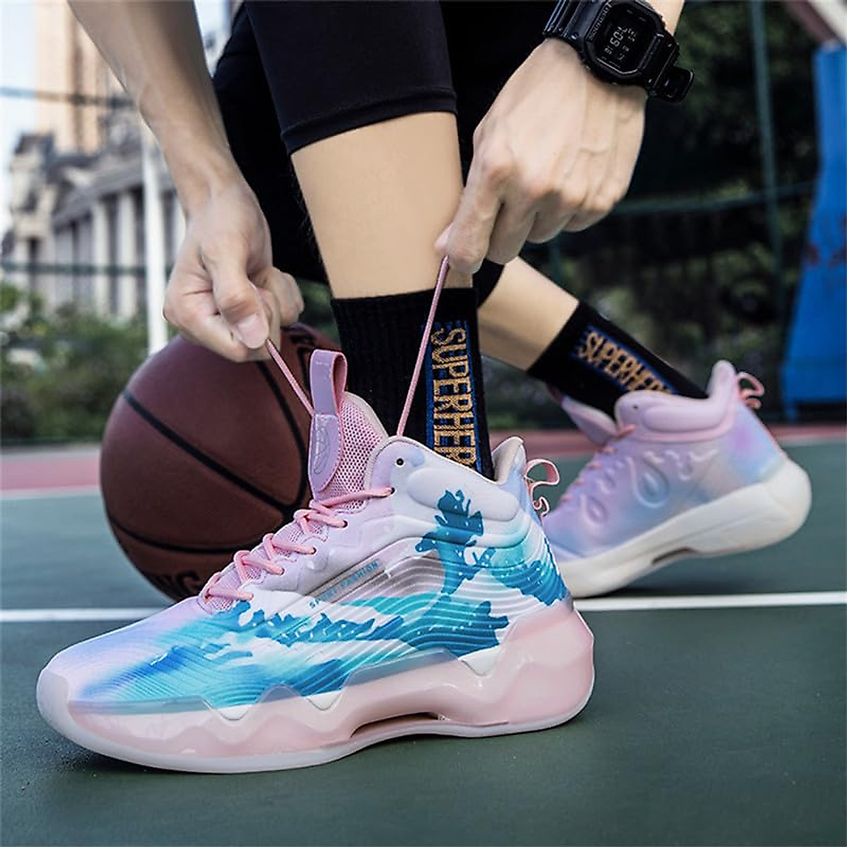 Mikrydco Mens High Top Basketball Shoes for Boys Fahion Breathable Non Slip Outdoor Streetball Sneakers Cushioning Running Tennis Boots Zapatos para Hombres