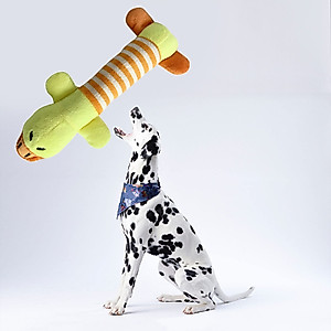 Dog Plush Toy,Cute Striped Animal with 4 Legs Squeaky Dog Chew Toy,Bite Resistant Sound Design Cute Appearance Stuffed Animal Toy Decoration for Pet Dog Cat Teeth Grinding Cleaning Duck(Duck)