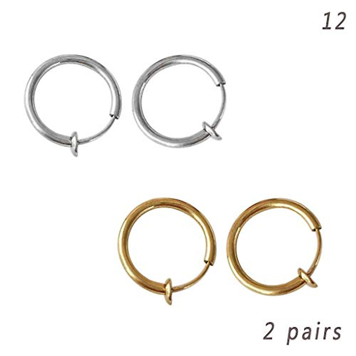 Clip on Body Nose Lip Ear Fake Retractable Earrings Hoop Earrings Septum 2 Pairs KANGMOON