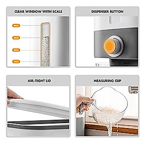 SEE SPRING 25 Lbs Rice Dispenser, Rice Container Storage with Lid, Cereal Dispenser Countertop Bin, Kitchen Storage Organizer for Dry Food Flour