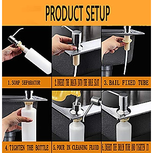 Soap Dispenser, Stainless Steel Pump Head Kitchen Sink Soap Dispenser, 10.14 OZ Capacity (Black)