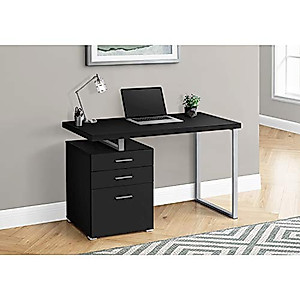 Monarch Specialties I 7649 Computer Desk, Home Office, Laptop, Left, Right Set-up, Storage Drawers, 48" L, Work, Metal, Laminate, Black, Grey, Contemporary