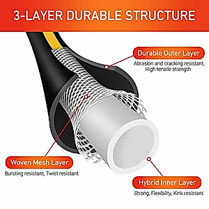 Adimos Hybrid Garden Hose 50 ft x 5/8", Heavy Duty Flexible Lightweight Water Hose 50ft with 10 Function Sprayer Nozzle, 3/4'' Solid Brass Fittings, Ultra Durable, All-weather, Burst 600 PSI
