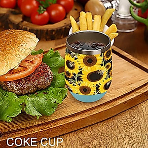 WYUSPGK 304 Stainless Steel Insulated Cup, Sunflower Bees Print Smooth Rim, Durable & Reusable - Perfect for Office, Home, And Travel