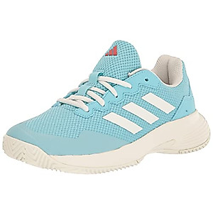 adidas Women's Game Court 2 Sneaker, Light Aqua/Off White/Bright Red, 8.5