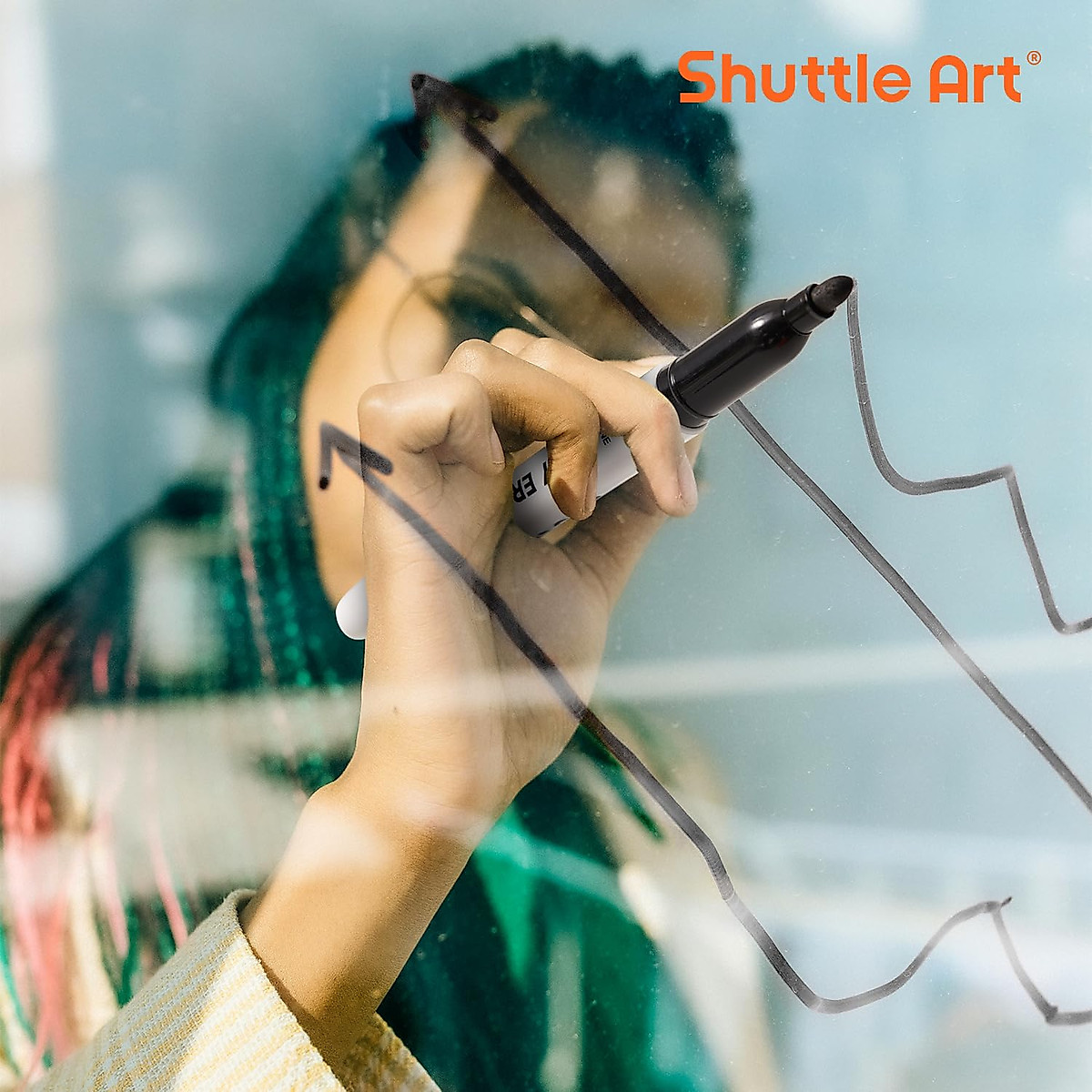 Dry Erase Markers, Shuttle Art 32 Pack Black Whiteboard Markers,Fine Tip Dry Erase Markers for Kids,Perfect for Writing on Whiteboards, Dry-Erase Boards,Mirror,Calender,School Office Supplies