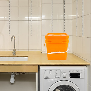 LUOZZY Large Laundry Detergent Storage Box Farmhouse Laundry Powder Container Square Washing Powder Bucket (10L Orange)