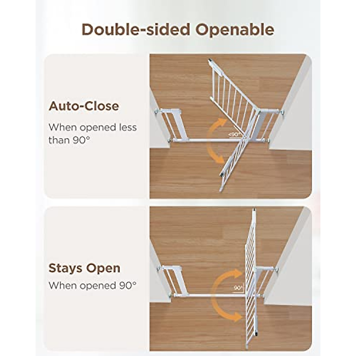 Ciays 29.5” to 37.8” Safety Baby Gate, Extra Wide Auto-Close Dog Gate for Stairs, Easy Walk Thru Indoor Pet Gate for Doorways and Rooms, White Child Gate Easy Pressure Mounted Installation