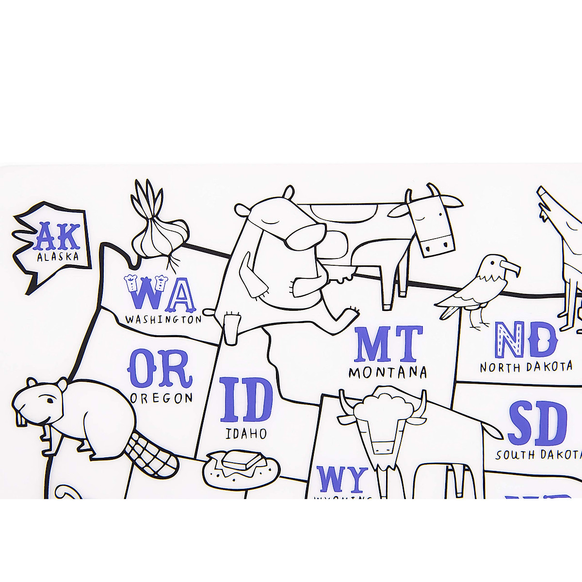 MODERN-TWIST Waterproof, Dishwasher Safe Mark, Mat & Marker Set, US Map