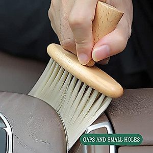 High Density Ultra Soft Detail Brush Automotive Interior Cleaning Tool Kit Brush Car Detailing Brush Soft Hair Wooden Brush Deep Cleaning Keyboards Laptop Sofa Dusting Brush (B-1PC)